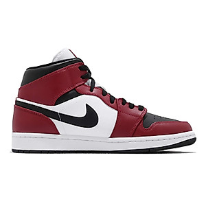 Nike mens Air Jordan 1 Mid GS Shoes, Black Gym Red White, 6.5 Big Kid