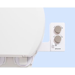 Tushy Spa Warm Water Bidet Attachment. Universal Toilet Fit, Easy DIY Install (Requires Sink Access for Temperature Control) Self Cleaning Sprayer, Adjustable Pressure & Angle Control, (Platinum Knob)