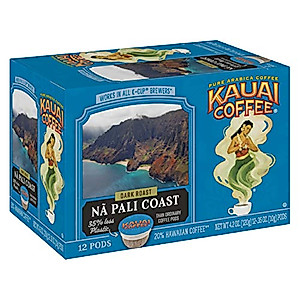 Kauai Coffee Single-Serve Pods, Na Pali Coast Dark Roast- Arabica Coffee, Grown, Harvested and Roasted in Hawaii, Keurig-Compatible Cups - 48 Count
