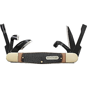 Old Timer 24OT Splinter Carvin' 6in Traditional Folding Whittling Knife with 1.5in Detail Blade, Sawcut Handle, Nickel Silver Bolsters, and Convenient Size for Carving, Camping, EDC, and Outdoors