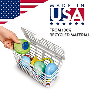 Prince Lionheart Made in USA High Capacity Dishwasher Basket for Toddler Items - Storage Basket For Toddler Bottle Parts and Accessories, 100% Recycled BPA Free Plastic Dishwasher Basket (2pcs）