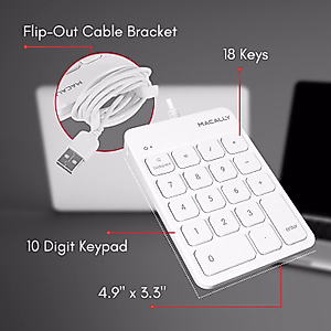 Macally USB Numeric Keypad | Wired Number Pad | External Number Pad for Laptop Computer Desk PC Mac (Perfect for Data Entry) 10 Key USB Keypad
