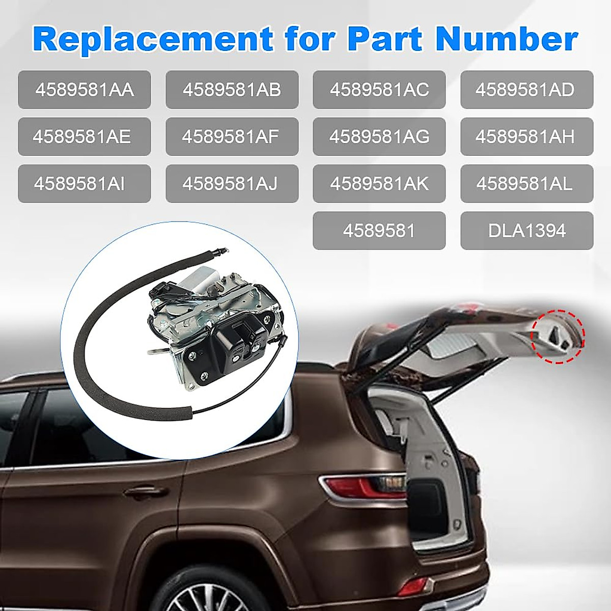 WMPHE Rear Tailgate Trunk Lock Actuator Compatible with 2008-2020 Dodge Grand Caravan 2008-2016 Chrysler Town & Country 2008-2010 Jeep Commander 2012-2015 RAM C/V, Replacement for 4589581AA 4589581AL