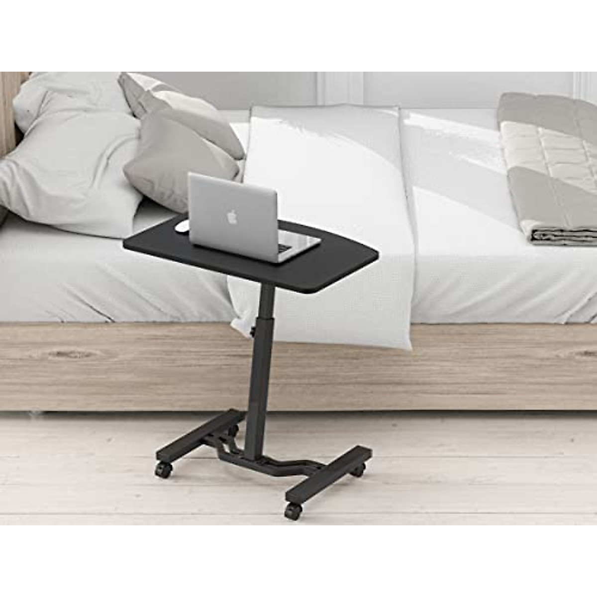 SHW Height Adjustable Mobile Laptop Stand Desk Rolling Cart, Height Adjustable from 28'' to 33'', Black