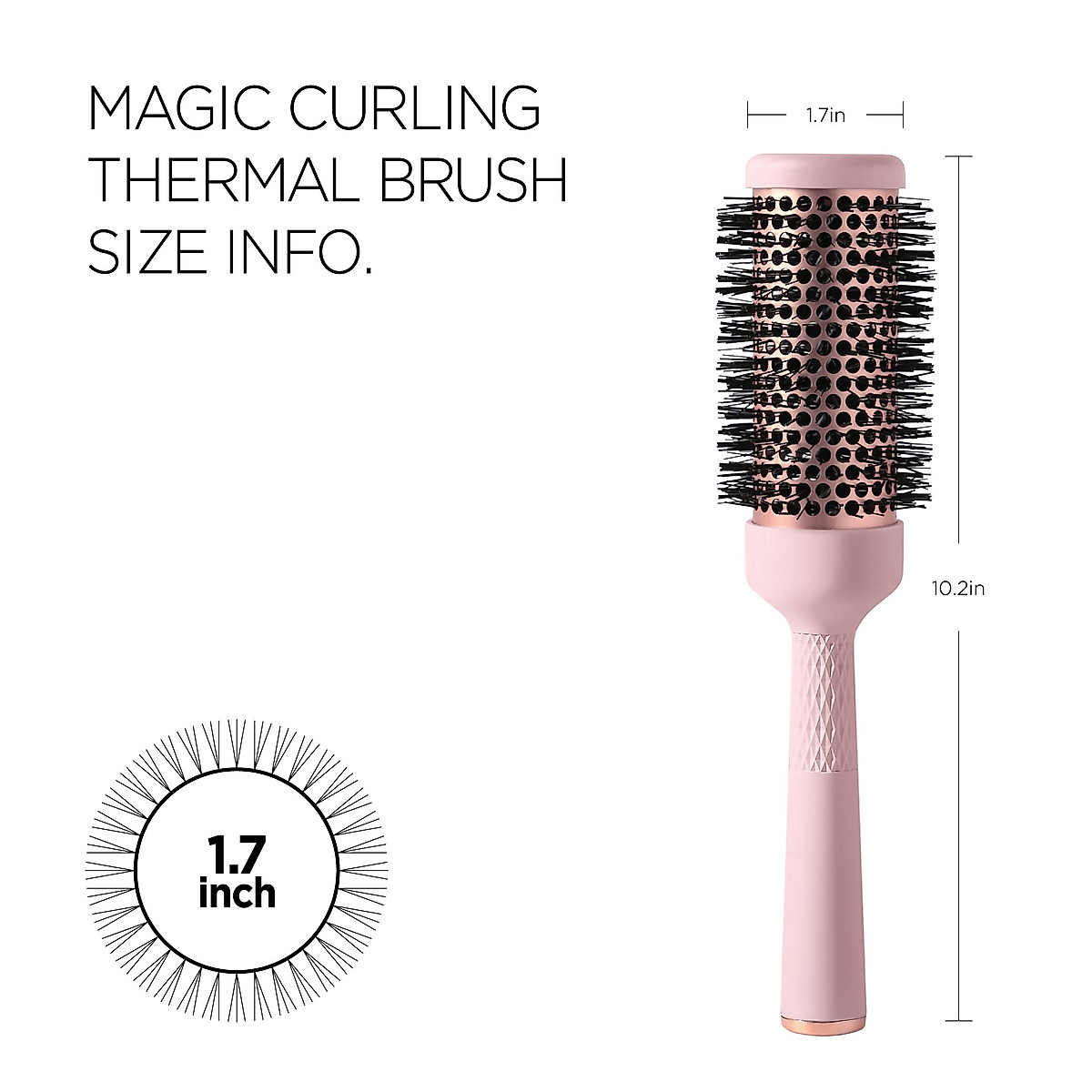 F3 Systems Magic Curling Thermal Brush(1.7 Inch), Cut Drying Time,Self-Standing Round Quick Styling Brush, Great Blowout, Ceramic Coated/Ionic Thermal Barrel,Blowout Volume, Wave Styler