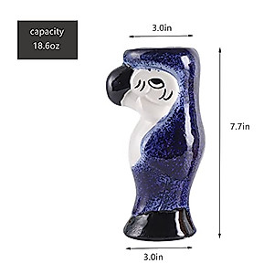 SUN GKOTTA Tiki Mugs Cocktail Set of 2 - Large Ceramic Tiki Cups,Tiki Glasses Cute Exotic Cocktail Glasses,Hawaiian Tiki MugTiki Mug