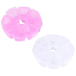 LEFV™ Storage Box Round 8 Compartments Beads Pearls Jewelry Accessories Organizer Pill Case Classified Container, Pack of 2, Random Color