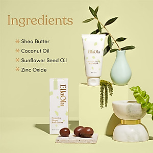 EllaOla Organic Protective Baby Diaper Rash Cream for Sensitive Skin - 14% Zinc Oxide Rash Ointment Cream Soothes Irritation, Protects from Chafing and Inflammation, Fragrance Free | 3 fl. oz.