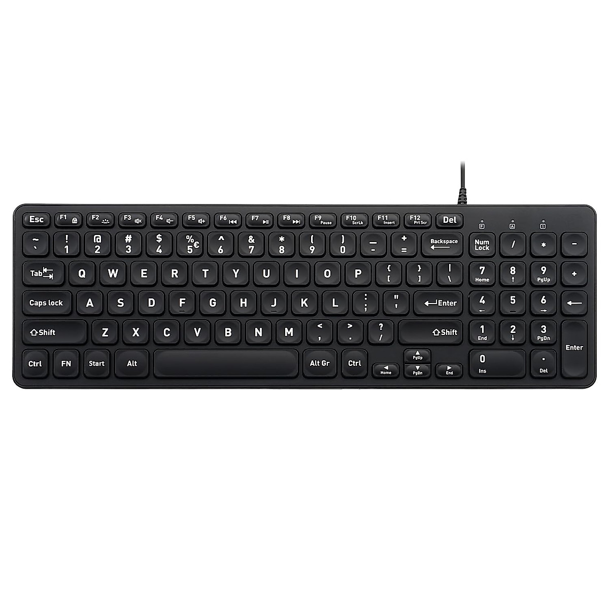 Perixx PERIBOARD-333B Wired Backlit USB Keyboard- X Type Scissor Keys - Compact 14.25x4.57 Inches - Big Print Letters - White Backlit - US English,11618