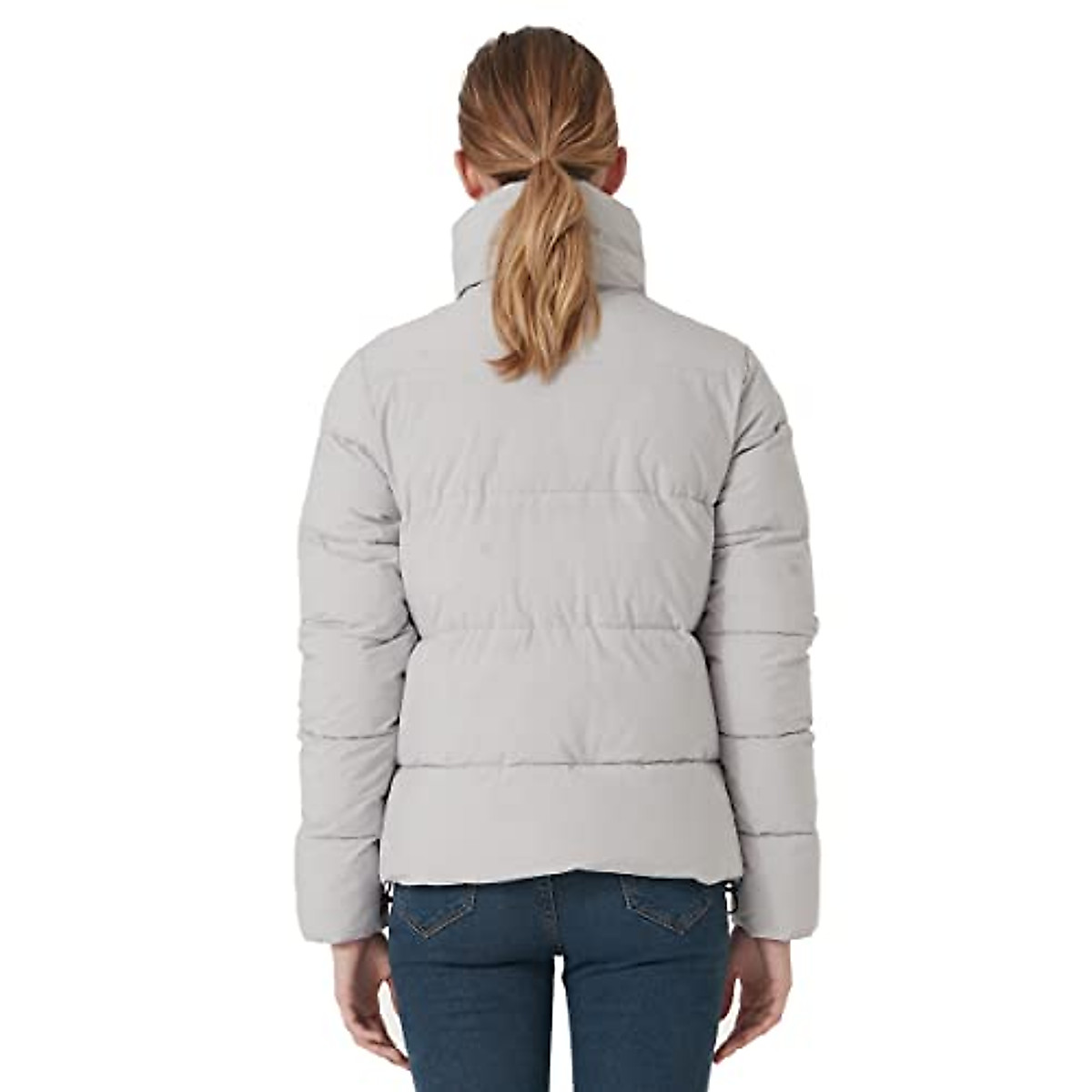 ROYAL MATRIX Women's Cropped Puffer Jacket Winter Lightweight puffer jacket Short Warm puffy Jacket (Grey, Medium)