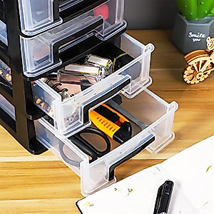 Plastic Drawer Type Closet Four- layer Storage Cabinet Pull Out Bin Organizer Drawer, Dresser Organizer Home Dresser Portable Storage Cabinet for Desk, Shelf, Cupboard, or Cabinet Organization