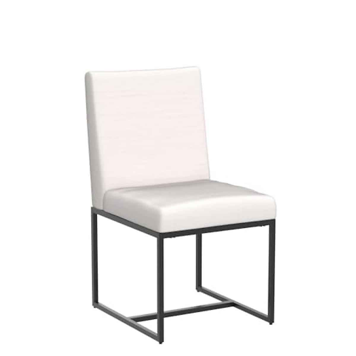 VESCASA Linen Upholstered Dining Chairs Set of 2, Mid Century Modern Padded Chair with Black Metal Frame for Restaurant, Dining Room, Kitchen, Cream