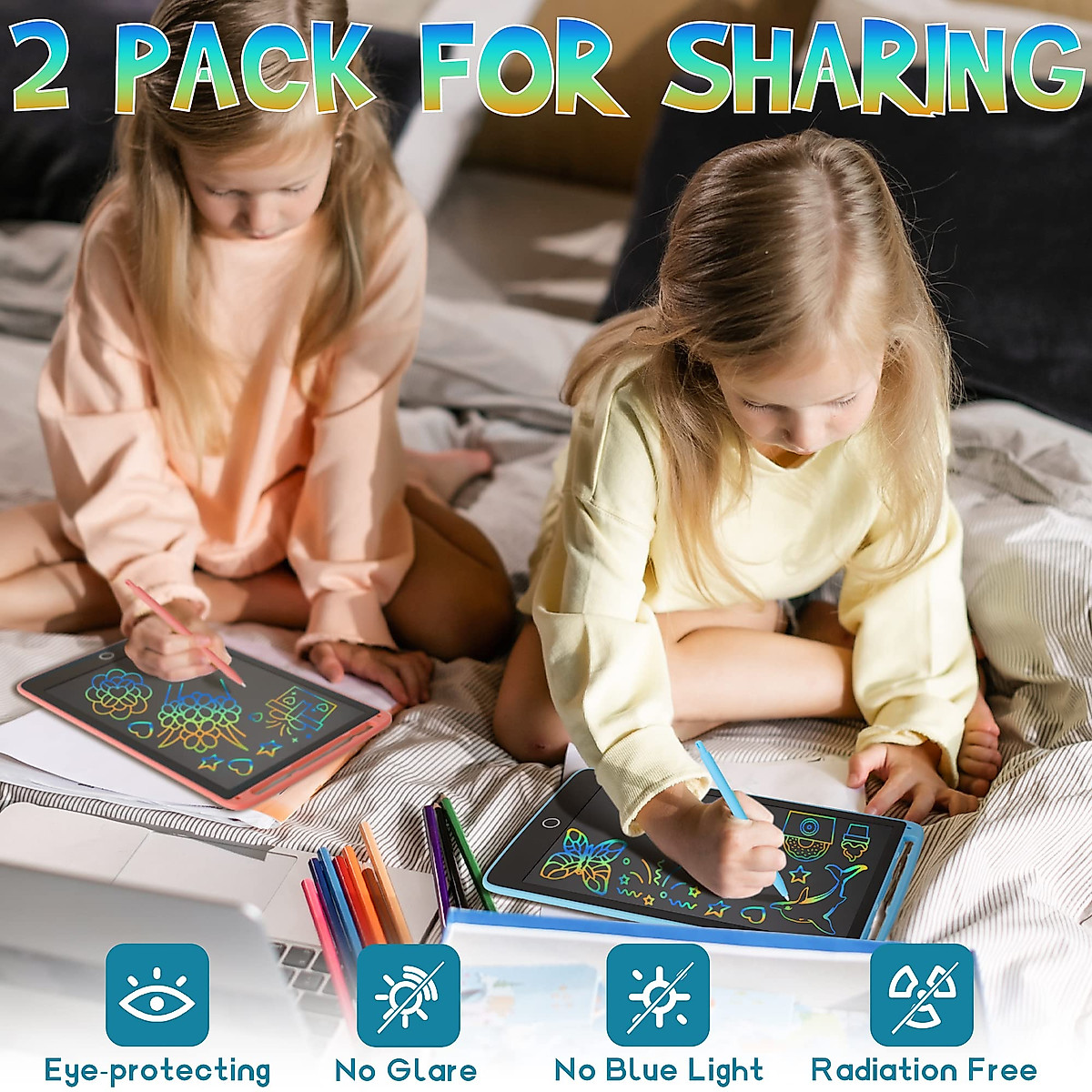 2 Pack LCD Writing Tablet - 10 Inch Doodle Scribbler Board Colorful Screen Drawing Pad, Learning Educational Toy Gift for 3 4 5 6 7 8 Years Old Girls Boys Toddlers