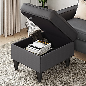 Lonkwa L-Shaped Couch Couches for Living Room, Convertible Sectional Sofa with Storage Ottoman, 3-Seat Grey Sectional Sofas for Living Room/Bedroom/Office/Small Space