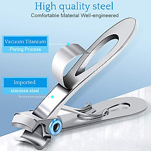 Nail Clippers for Thick Nails - Pretty Diva Wide Jaw Opening Oversized Nail Clippers, Stainless Steel Heavy Duty , Extra Large Toenail Clippers for Seniors Elderly