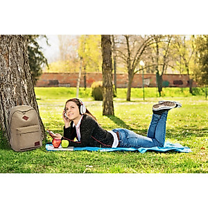 seemeroad Canvas College Laptop Backpack, Durable Rucksack, Travel Bag Fits 15.6 Inch Notebook for Men Women, Khaki