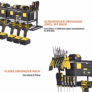 Tuenort Power Tool Organizer with 6 Drill Holders,Garage Tool Organizers and Storage Rack, Power Tool Holder Wall Mounted,Heavy Duty Metal Tool Shelf,Separate Tool Rack Christmas Gift for Men Dad