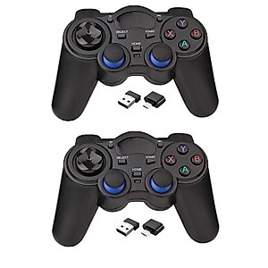 2 Pack USB Wireless Gaming Controller for PC/Laptop Computer (Windows XP/7/8/10)/ Android / PS3 & Steam Joystick Gamepad for pc Games Controller Compatible Android (Black+Black)