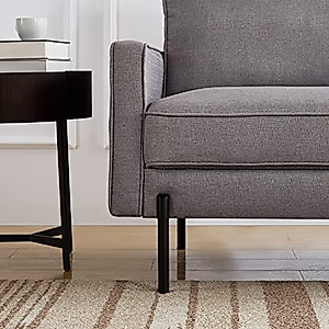 Snowhill 57in Modern Linen Loveseat, Minimalist Style Upholstered Couch for Living Room, Small Space Apartment, Office, Bedroom (Light Gray, Sofa)