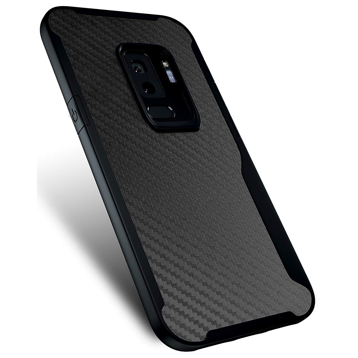 Carbon Fiber Pattern Slim Case Compatible with Samsung Galaxy S9 Plus, Shockproof 10ft. Drop Tested, Wireless Charging Compatible - Black