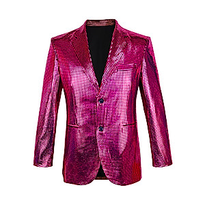 Nawgut Sequin Blazer Metallic Slim Suit 2 Piece Set Disco Prom Shiny Outfit Wedding Party Banquet Fashion Jacket Pant for Mens Adult-Small