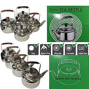 Chandler 3.12 Liter Tea Pot, Vintage Tea Kettle - 4mm Stainless Steel Pot - Hard to Dent | Ergonomic Handle with a Cool Grip | Portable Tea Kettle For Camping (Silver Colour, 3.12 L)