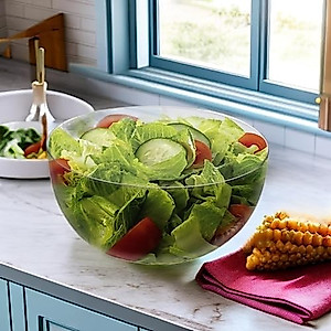Large Salad Bowl, Circular Shaped In Premium Acrylic Break Resistant Clear, 146 Ounce 2 Count