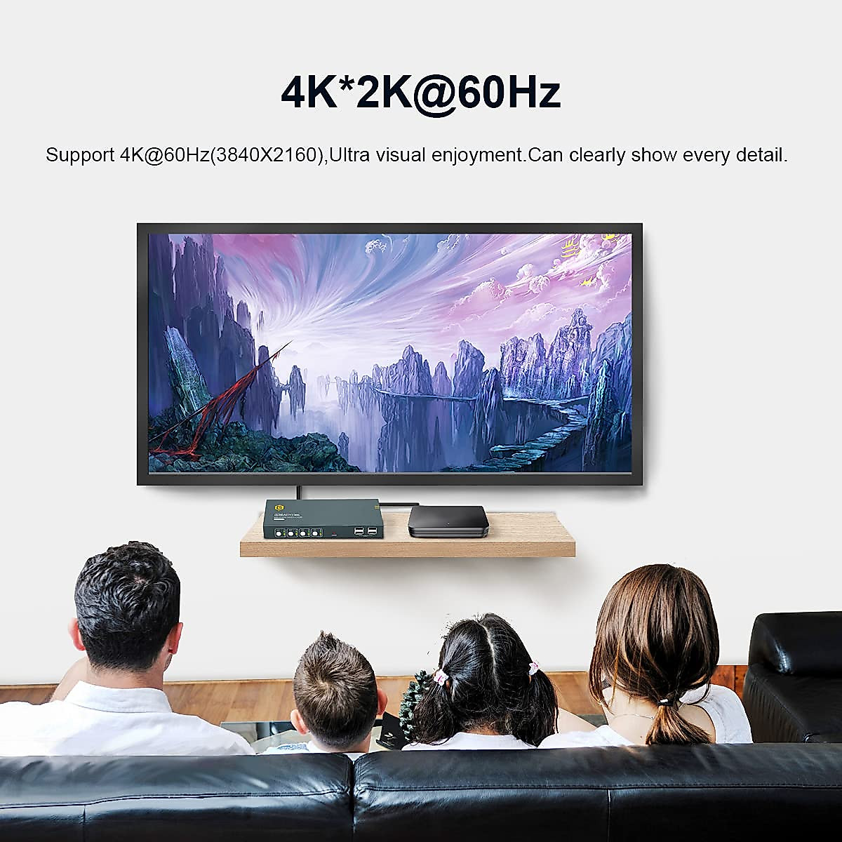 KVM Switch HDMI 4 Port, UHD 4K@60Hz Resolution YUV4:4:4 Downward Compatible,4 USB2.0,Support Printers and Other USB Devices, One Key to Switch,with All Needed Cables(4X1 4k@60Hz)