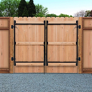 Adjust-A-Gate Steel Frame Lockable 2-Way Gate with Installation Building Kit, 36"-60" Wide Opening Up to 7' High