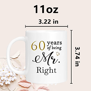 60th Wedding Gifts for Couple, 60th Anniversary Ideal Gifts for Wife Husband Parents Couple Grandparents, 60 Year Anniversary Engagement Gifts for couple, 60th Anniversary Coffee Mug Set of 2, 11oz