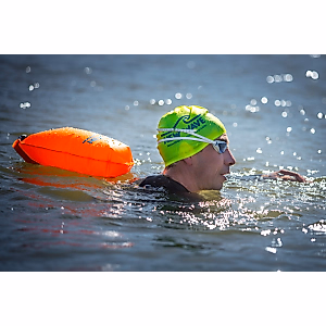 New Wave Swim Buoy Swim Safety Float and Drybag for Open Water Swimmers, Triathletes, Kayakers and Snorkelers, Highly Visible Buoy Float for Safe Swim Training (Orange PVC Medium-15L)