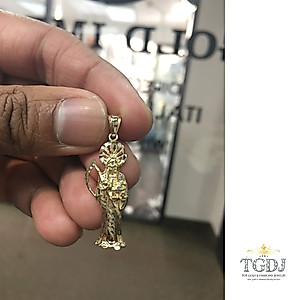 14k Yellow Gold Religious Santa Muerte Pendant - Height 30 MM Width 13 MM Avg. Weight 1.8 grams