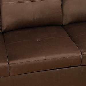 EMKK Sectional Sofa Couches for Living Room, Upholstered 4 Seat L-Shaped Sofa&Couch with Flannel Fabric and Chaises for Apartment, Office