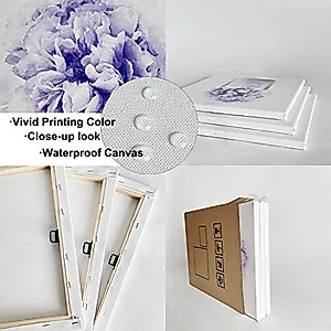 HOMEOART 3 Pieces Purple Plum Flower Tree Painting Bathroom Decor Wall Art Framed Ready to Hang 12"x16"x3pcs (Purple)