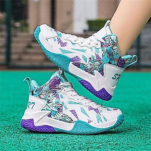DAYUMKOU Boys Shoes Kids Basketball Shoes Girls Tennis Shoes Lightweight Breathable Walking Running Sports Shoes