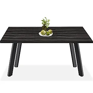 Best Choice Products Extendable Dining Table 47 to 63in Modern Large Expanding Kitchen Table up to 6 People w/Leaf Extension, 2 Locks, 132lb Capacity - Black