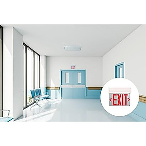 Lithonia Lighting BE W R UM M2 BE Basics Edge-Lit Exit Sign, White with Red Letters, Universal Mount