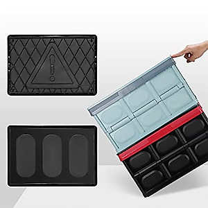 Foldable Storage Boxes with Lids [3-Pack] Collapsible Plastic Storage Bins Organizer Containers Baskets Cub with Cover,Stackable Utility Crates Storage Box (Blue, 30L)