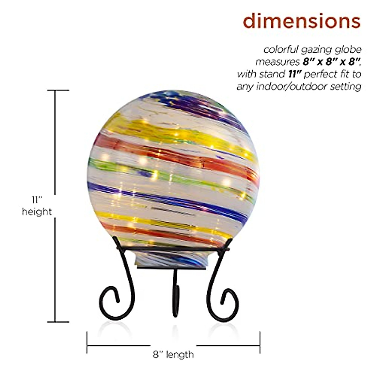 Alpine Corporation HGY310A-TM Gazing Globe with LED Lights, 10 Inch Tall, Multi-Color