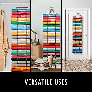 56 Compartments Hanging Vinyl Storage Organizer, Double-sided Vinyl Roll Holder Keeper with 2 Hooks for Door and 1 Lanyard, Vinyl Storage Rack Wall Mount for Craft Room Home