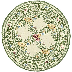 SAFAVIEH Chelsea Collection Area Rug - 3' Round, Ivory, Hand-Hooked French Country Wool, Ideal for High Traffic Areas in Living Room, Bedroom (HK60A)