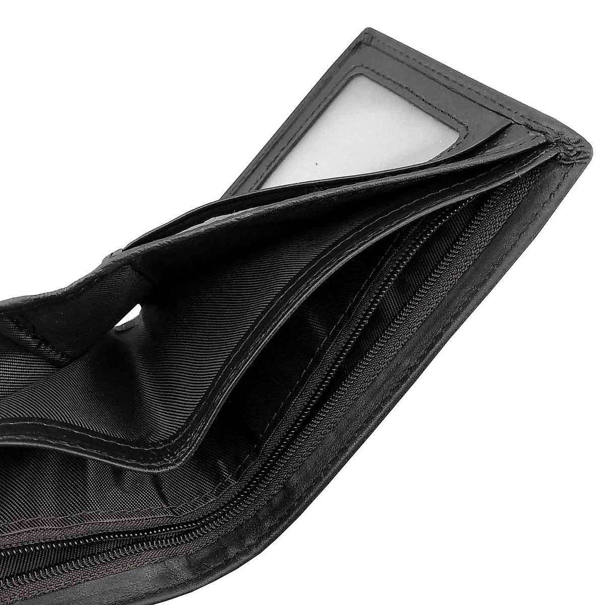 Wolf design Leather Mens Bi-Fold Wallet BLACK w/ Biker long Chain