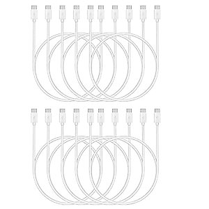 Smays USB C to C Bulk Cable 3 ft 10 pcs lot, Charger and Data Transfer White