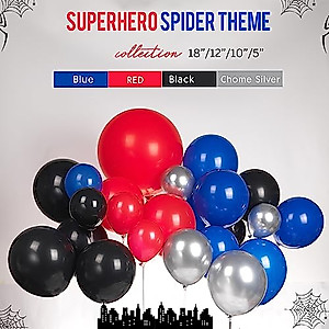 Blue Red Black Balloons Garland Arch Kit 130PCS with Large Starburs mylar balloons for Spider Theme kid birthday Party Man Superhero inspired Decortions