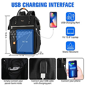 MOMUVO Travel Backpack for Women Laptop Backpack 15.6 Inch,School College Bookbag Work Bag with USB Charging Port,Casual Daypack Teacher Backpack Pink Grey