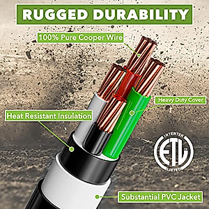 Leisure Cords 4-Prong 15 Feet 30 Amp Generator Cord, 10 Gauge Heavy Duty L14-30 Generator Power Cord Up to 7,500W (15-Feet)