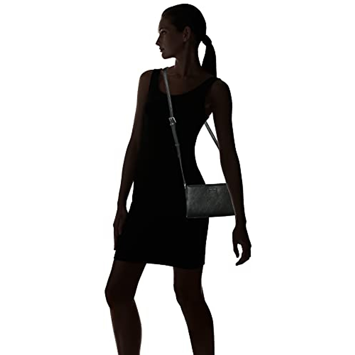 Calvin Klein Women's Elevated Crossbody Saffiano Tote, Ck Black, One Size, Ck Black, One Size