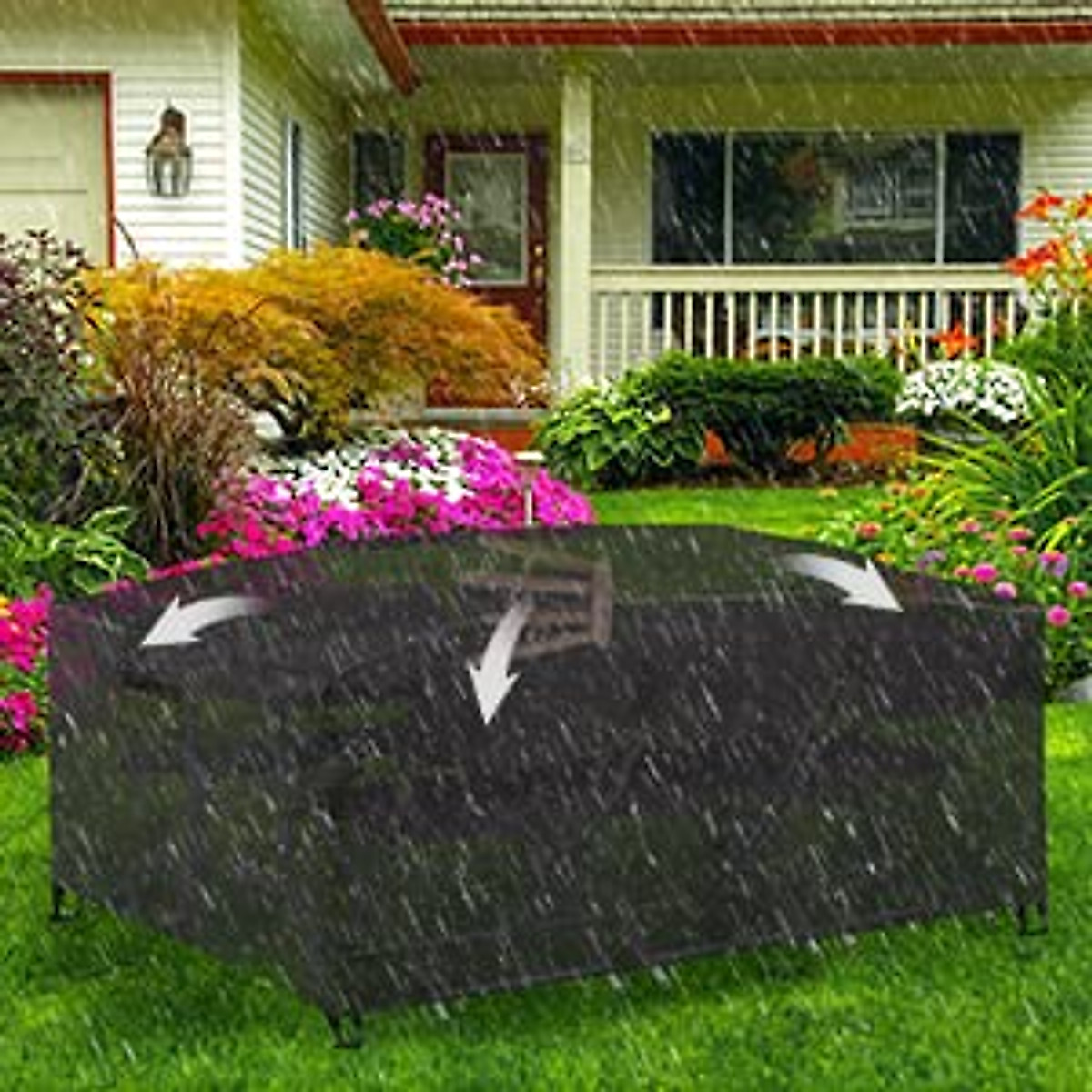 600D Patio Furniture Covers Rectangular Garden Patio Table and Chair Covers Large Outdoor Furniture Sofa Covers Waterproof Heavy Duty Fits up to 124W x 71D x 29H inches