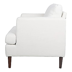 MIYZEAL Accent Chair, Tufted Upholstered Sofa Chair Comfy Armchair with Thick Cushion and Wood Legs, Mid-Century Modern Single Chairs for Compact Space Living Room Bedroom (White)