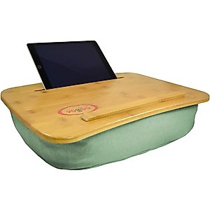 Yogibo Traybo 2.0 Computer Lap Desk Table with Cushion, Portable Pillow Tray for Laptops and Tablets, Reading Books in Bed, Gaming, Working, Writing, Bamboo Top Board, Fern